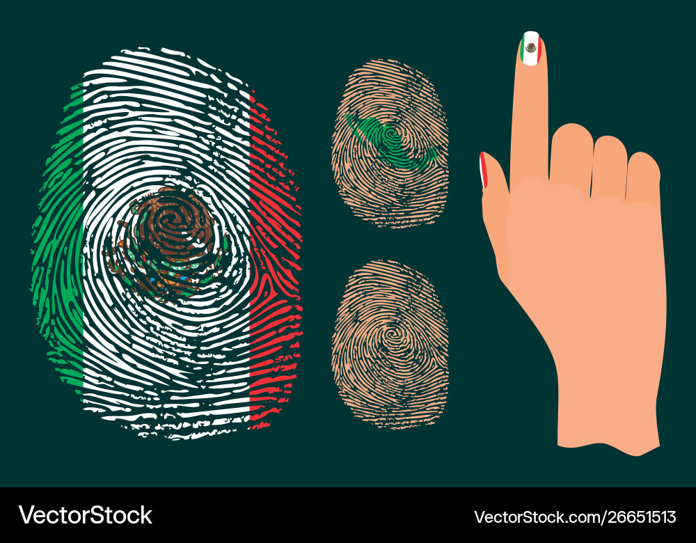 Fingerprint and hand for mexico Royalty Free Vector Image