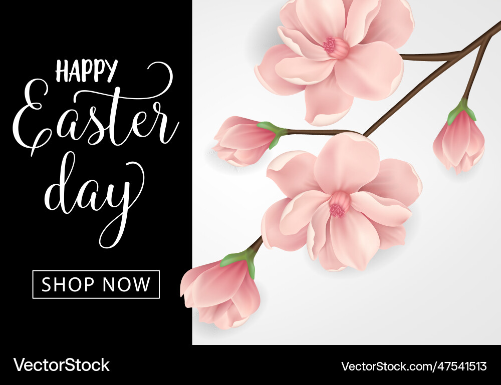 Happy easter day shop now lettering Royalty Free Vector