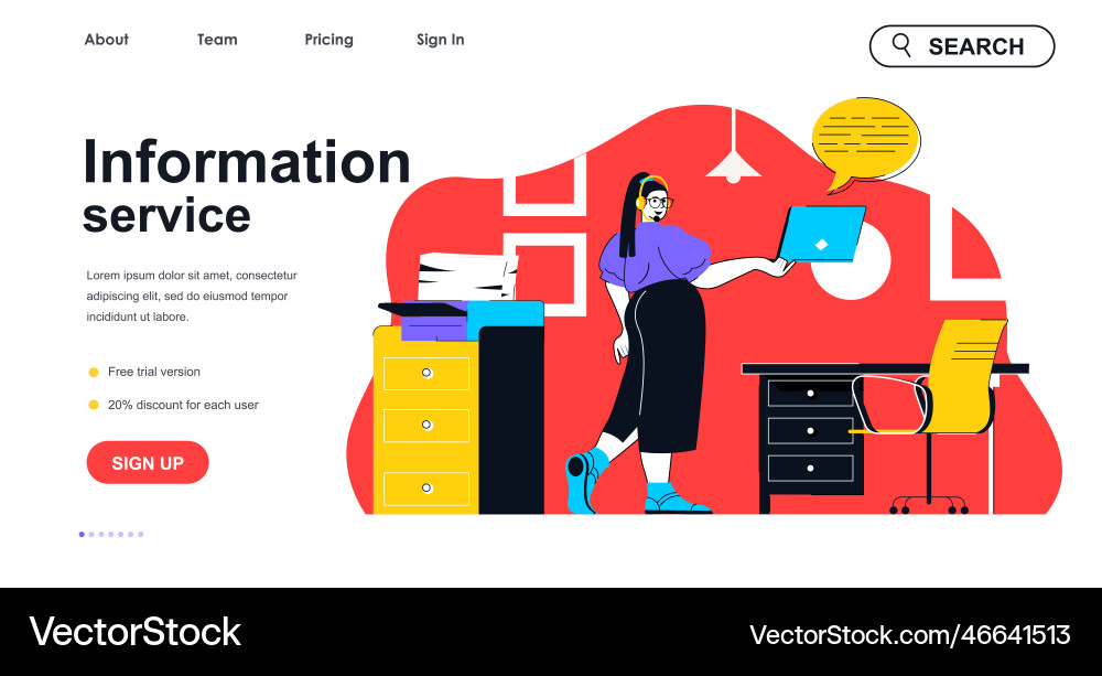 Information service concept for landing page Vector Image