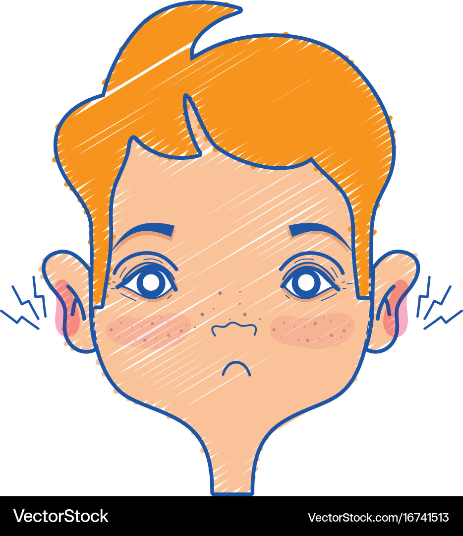 Man with otitis earache illness infection Vector Image