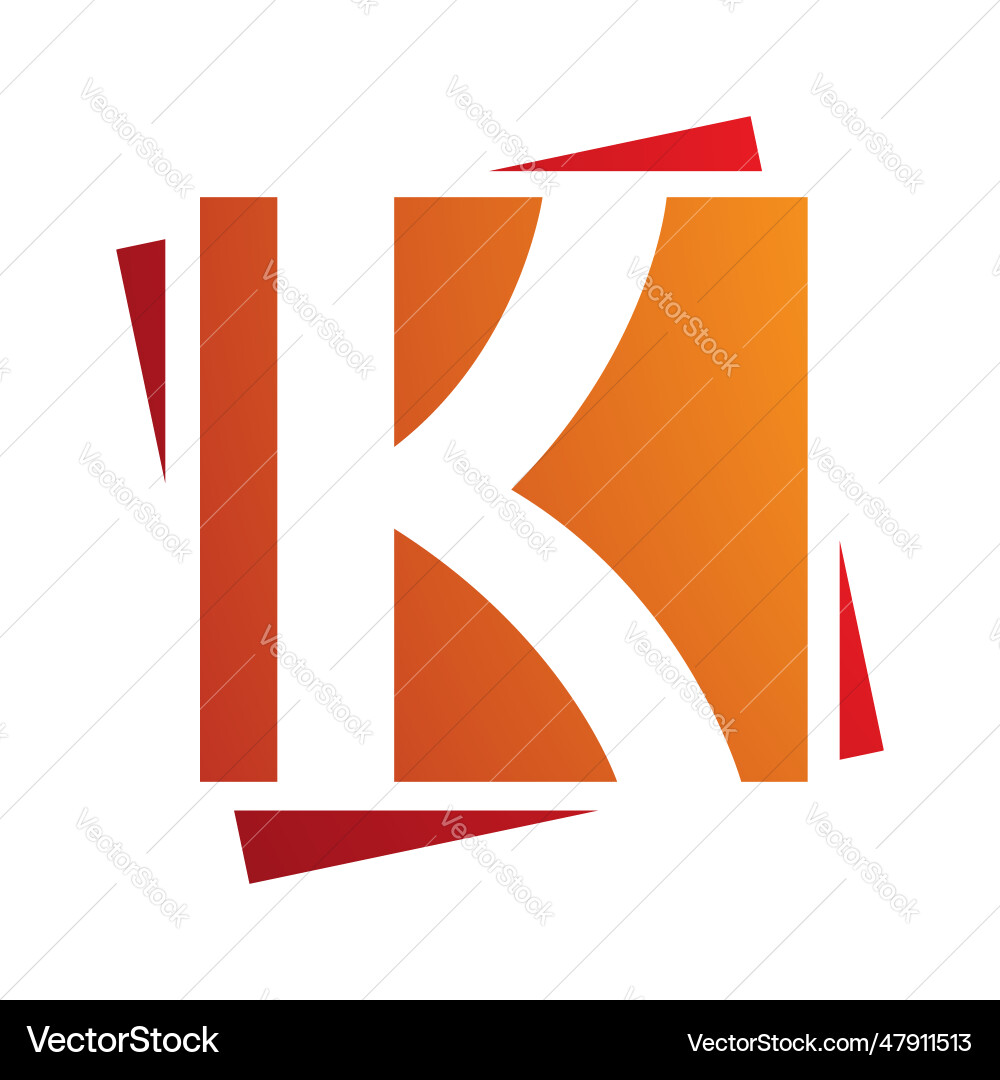 Orange and red square letter k icon Royalty Free Vector