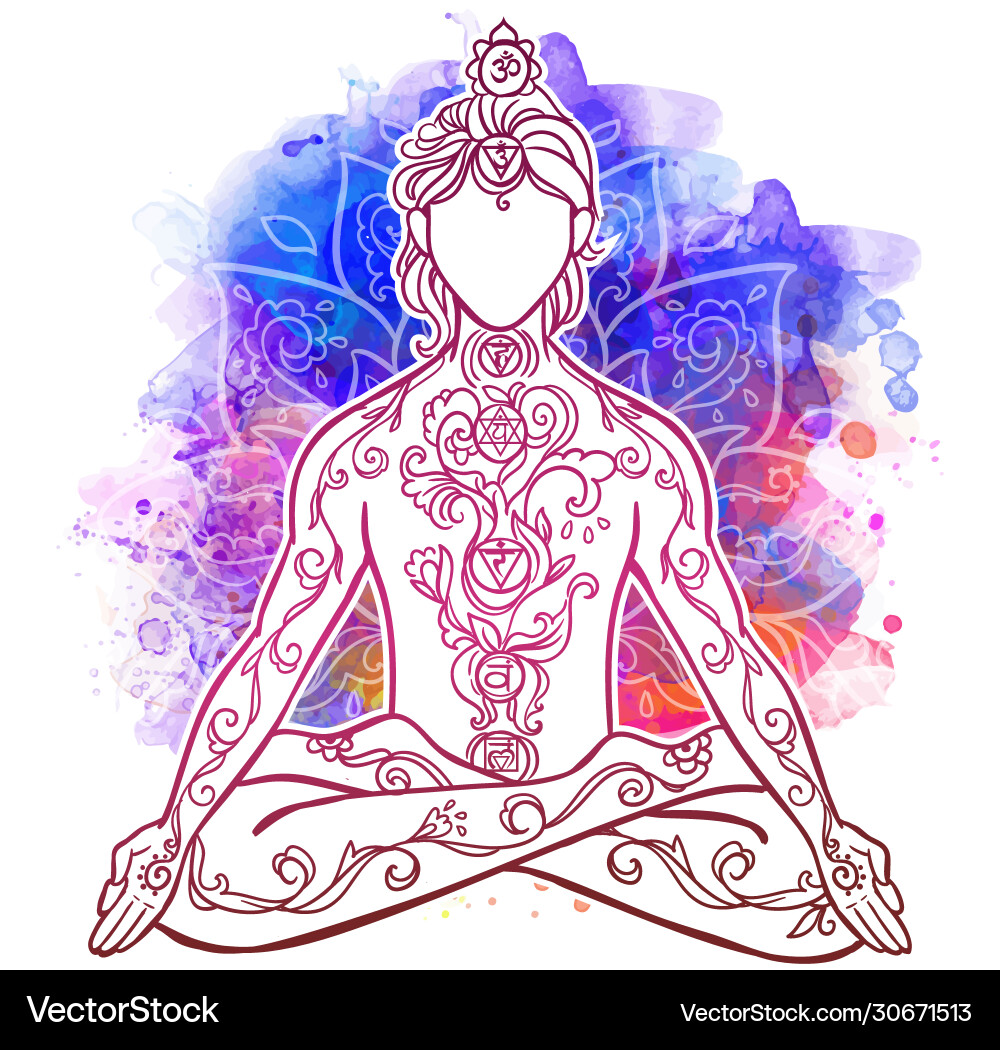 Ornamental man in a yoga pose Royalty Free Vector Image
