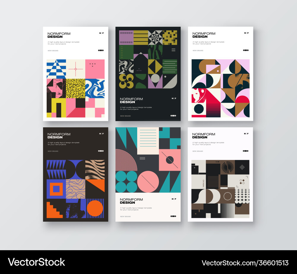 Post-modern poster design collection cover mockup Vector Image