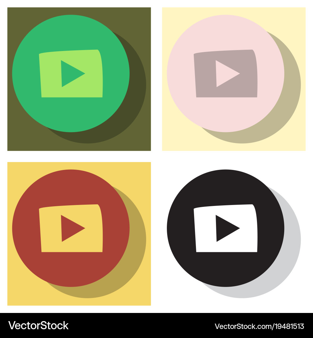 Set of flat play logo icon buttonyoutube flat Vector Image