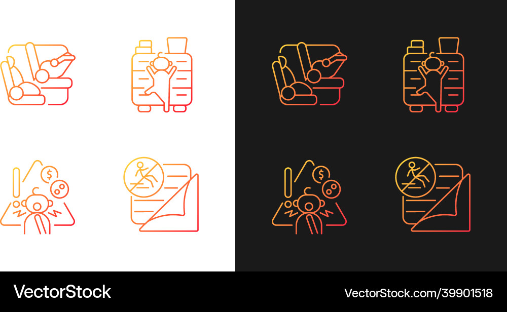 Accidents prevention gradient icons set for dark Vector Image