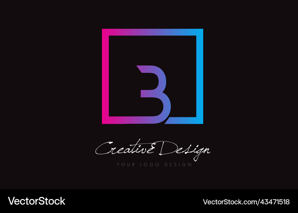 B square frame letter logo design with purple Vector Image