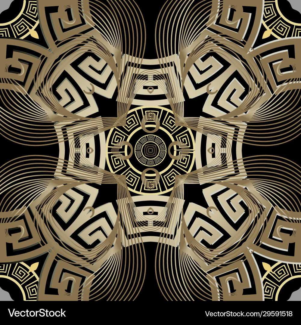 Luxury gold 3d greek seamless pattern line Vector Image