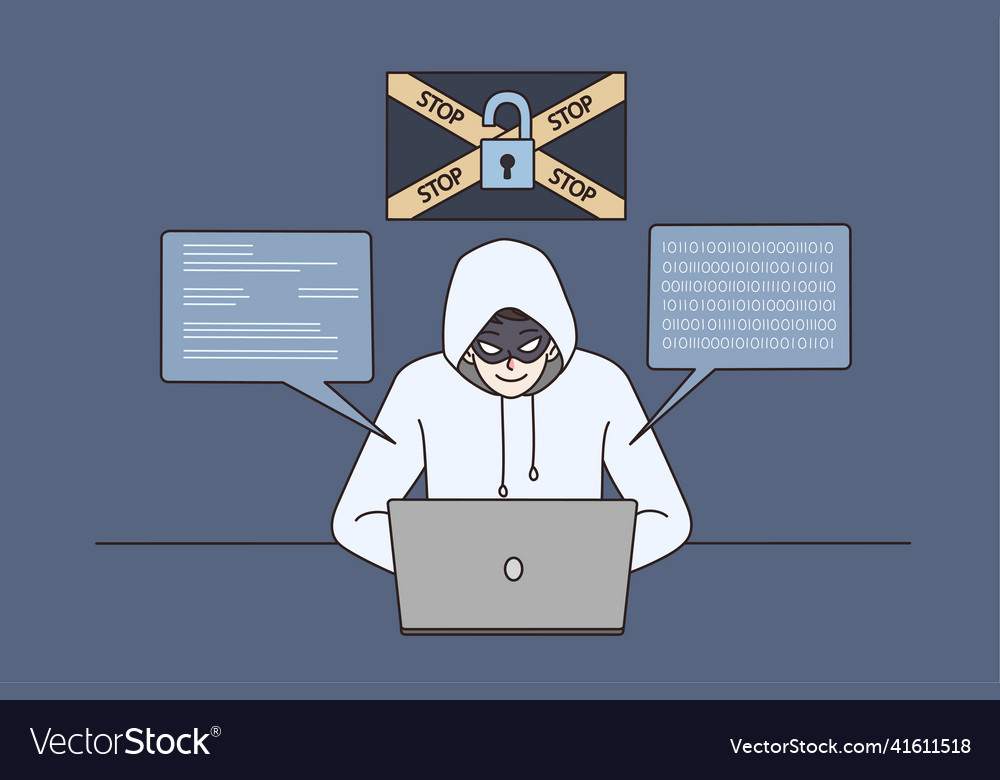 Male hacker steal personal data from computer Vector Image