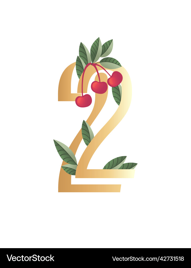 Number 2 with gradient style beige color covered Vector Image