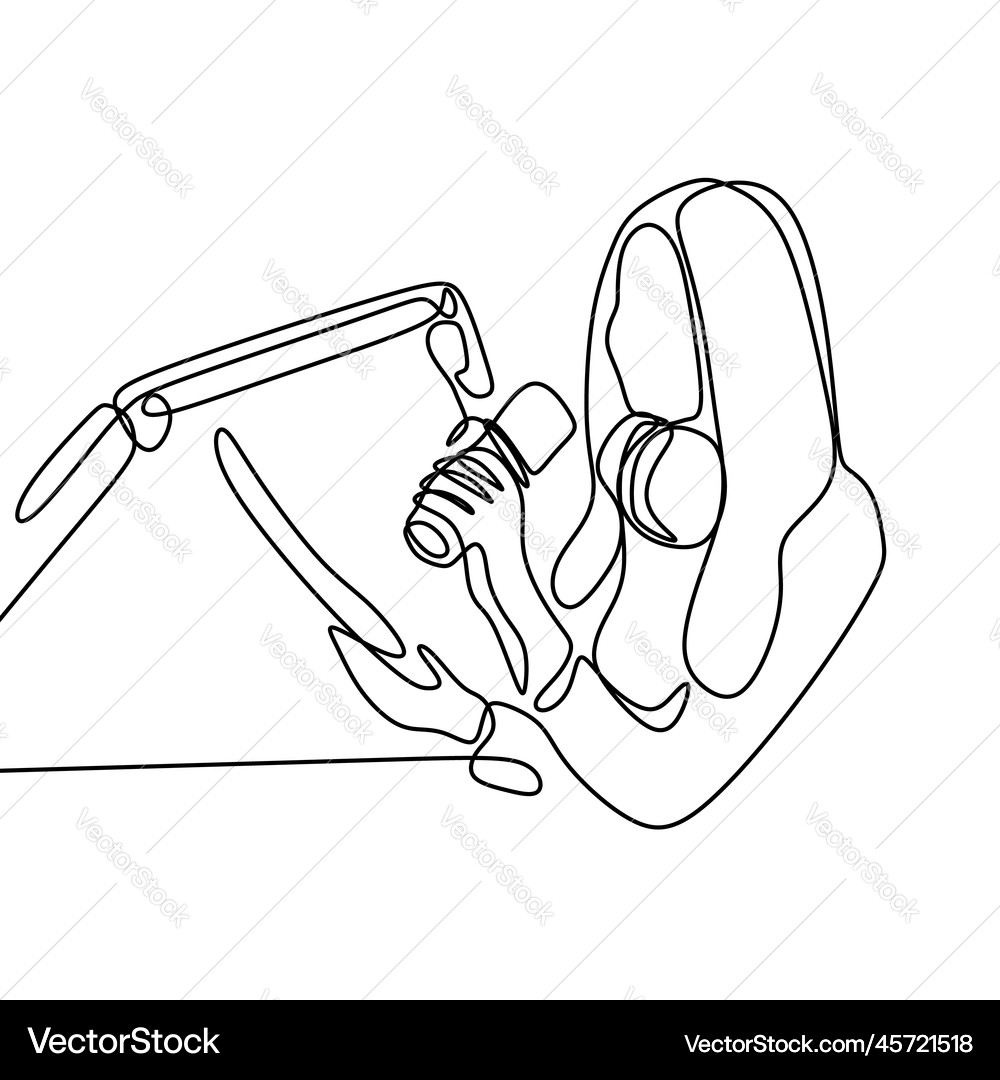 Podcast girl continuous one line drawing Vector Image