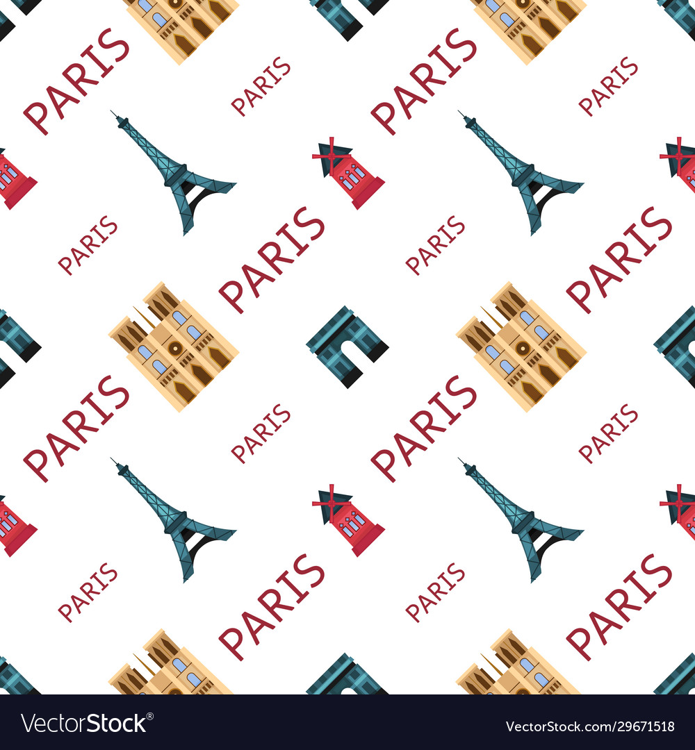 Seamless pattern paris with famous landmarks Vector Image Seamless pattern paris with famous landmarks Vector Image