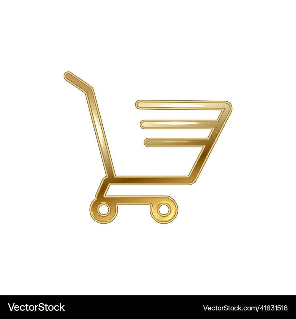 Shopping basket icon gold Royalty Free Vector Image