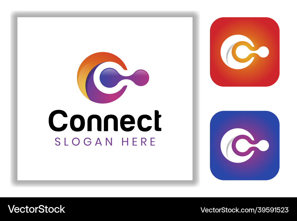 Abstract letter c with connection symbol Vector Image