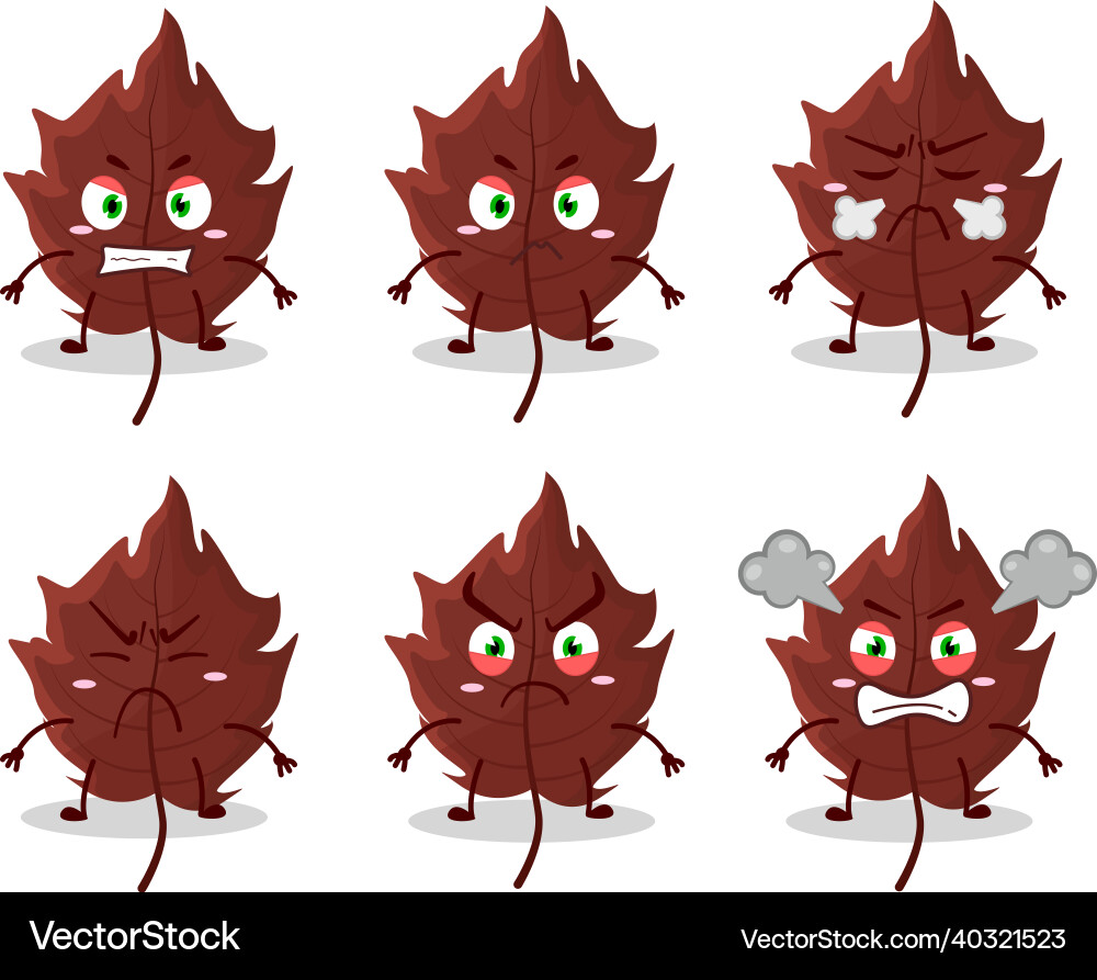 Brown autumn leaf cartoon character with various Vector Image