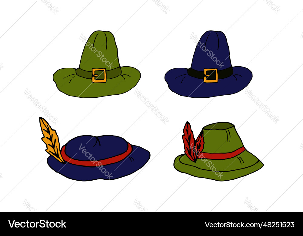 Doodle hats for autumn holidays Royalty Free Vector Image