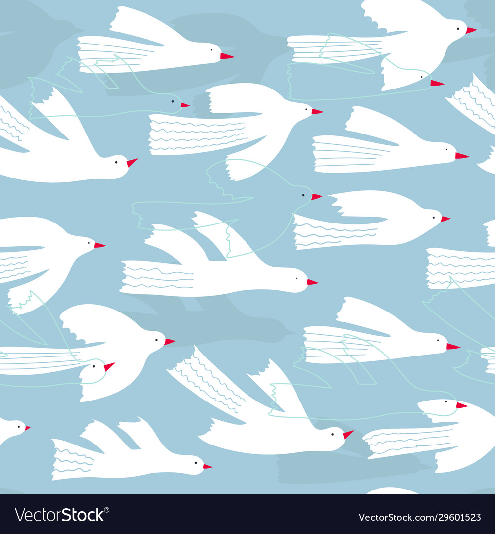 Flying white bird spring pattern Royalty Free Vector Image