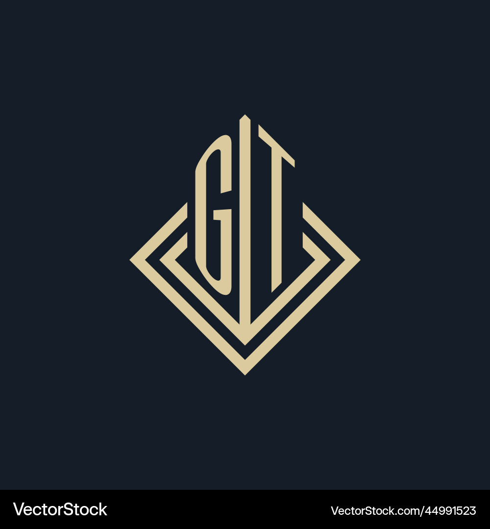 Initials gt logo rhombus lines shape style luxury Vector Image