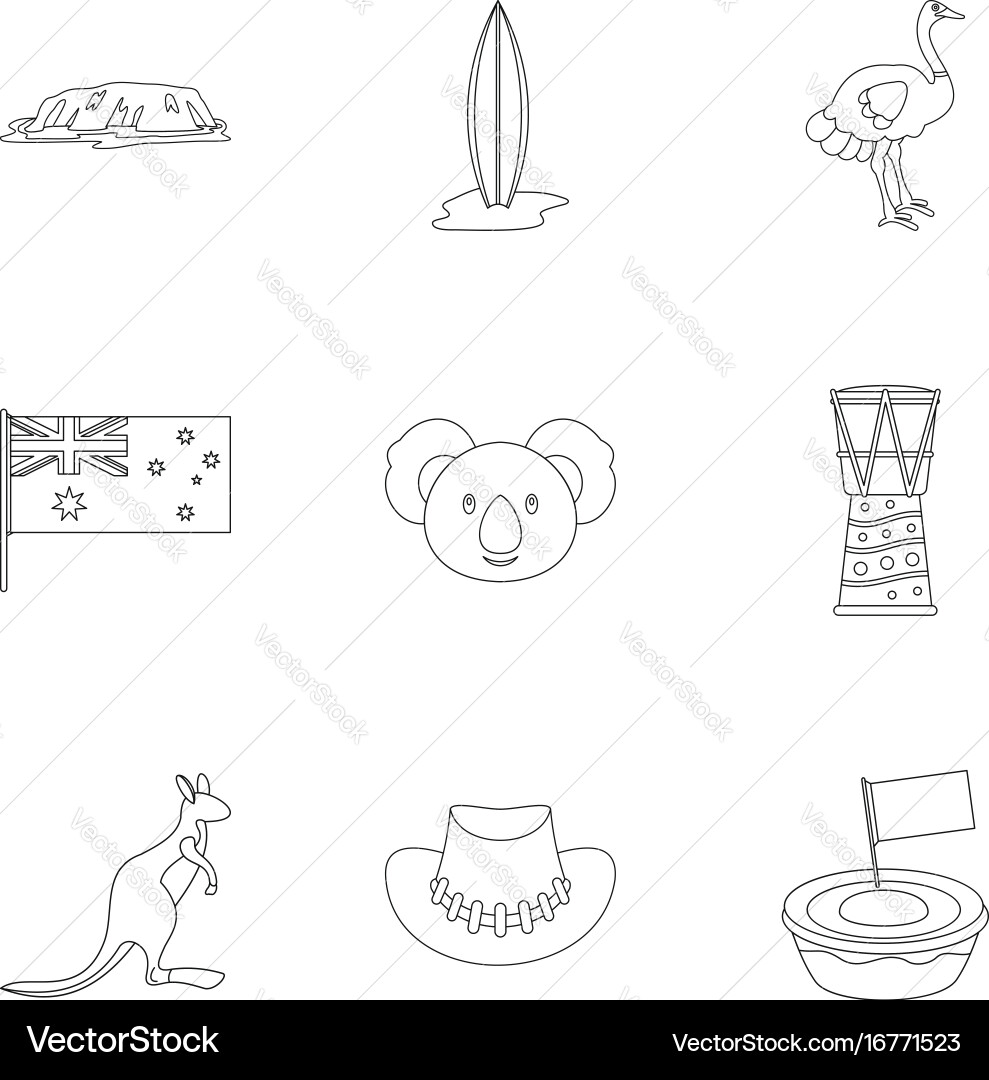 Landmarks australia icon set outline style Vector Image
