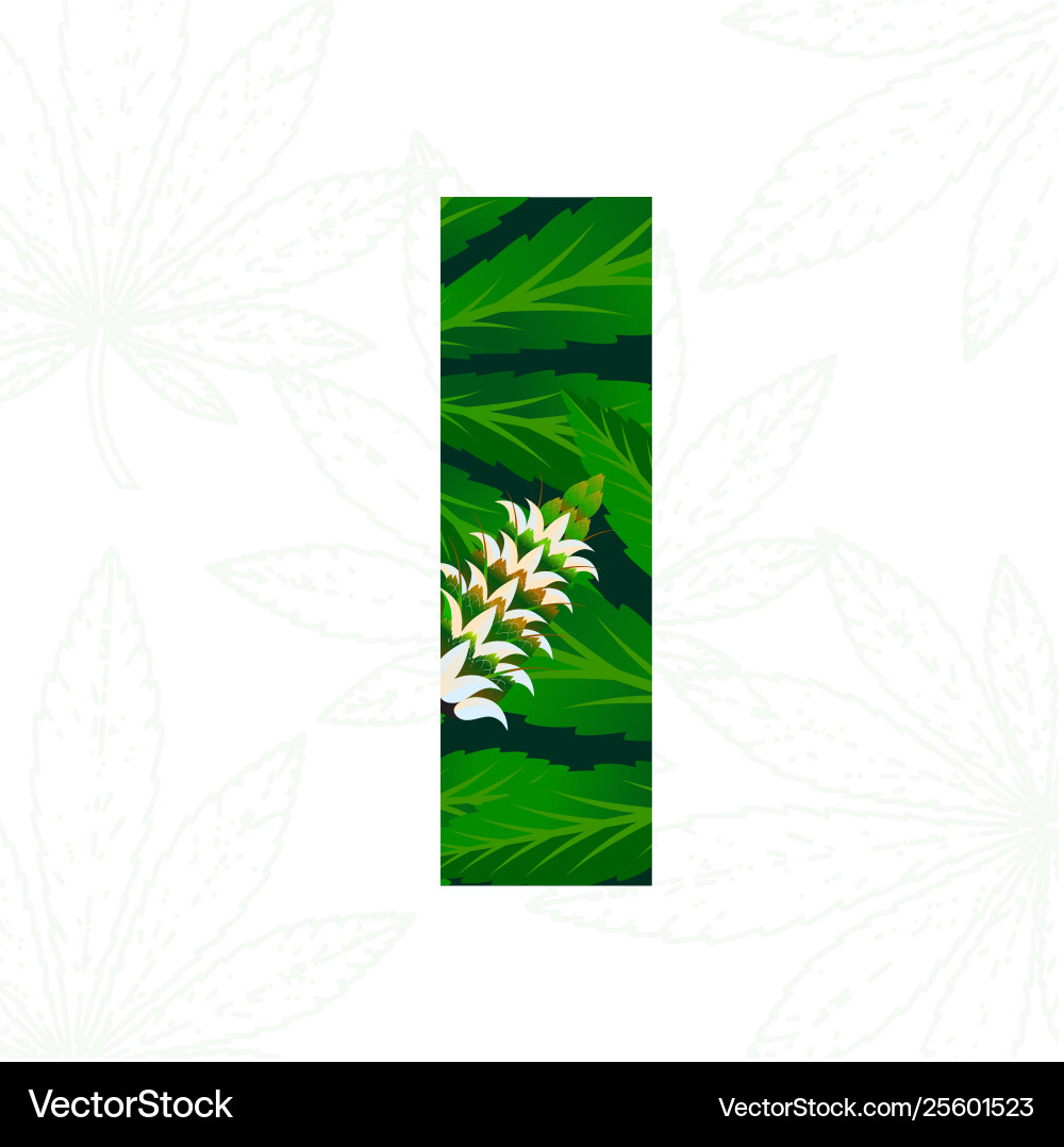 Letter with cannabis leaf for logo design Vector Image