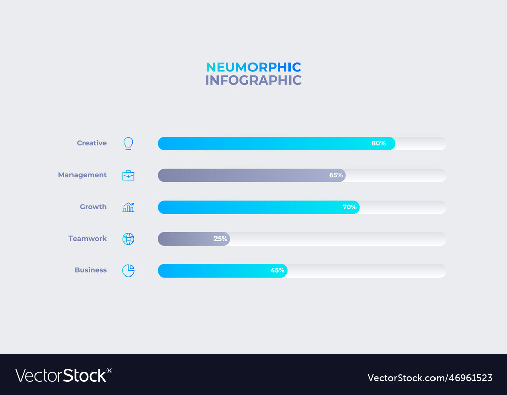 Light neumorphic infographic design template bar Vector Image