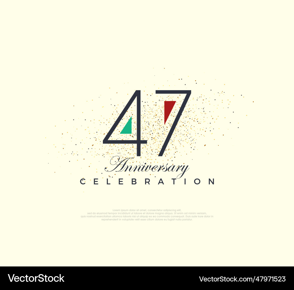 Modern and simple number design for 47th Vector Image