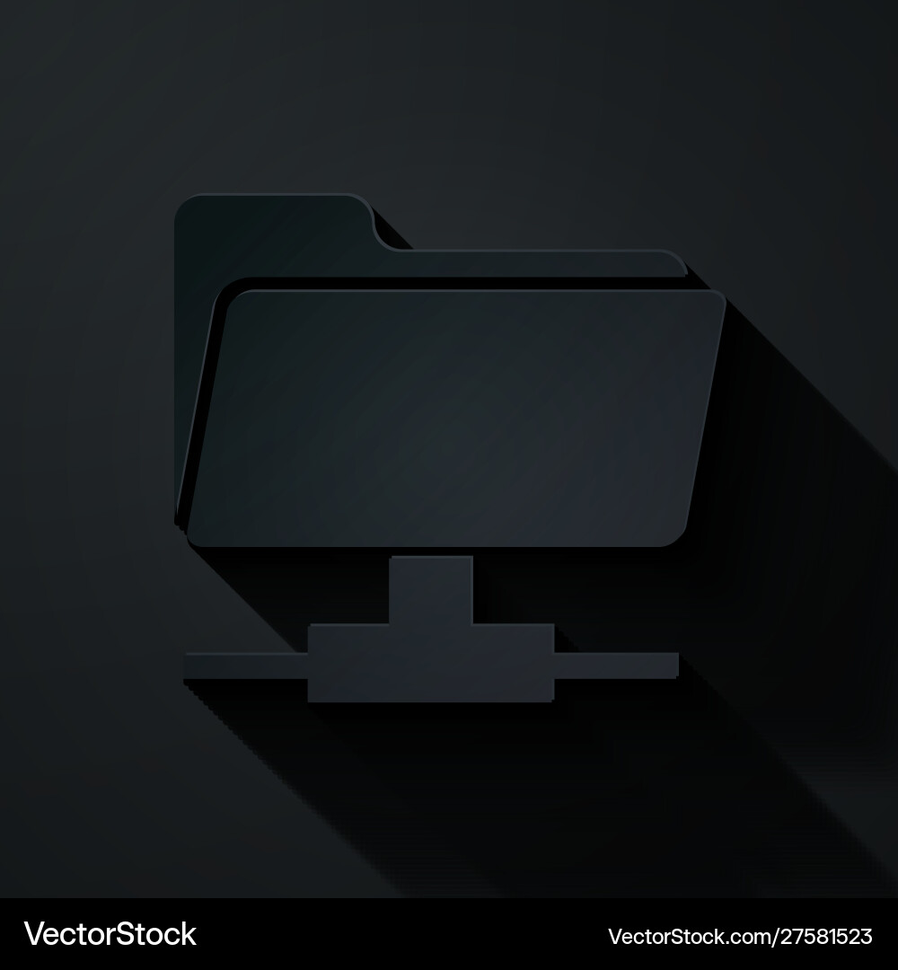 Paper cut ftp folder icon isolated on black Vector Image