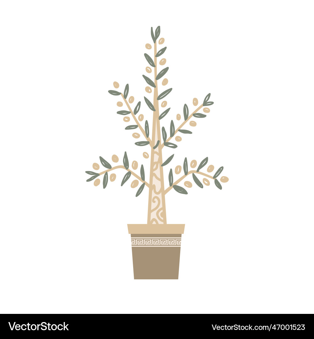 Potted olive tree icon isolated with gold Vector Image
