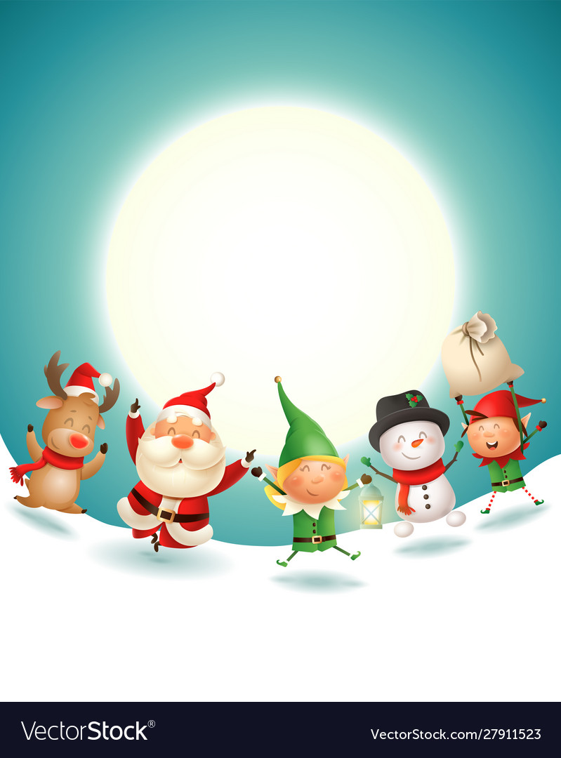 Santa claus and friends celebrate christmas Vector Image