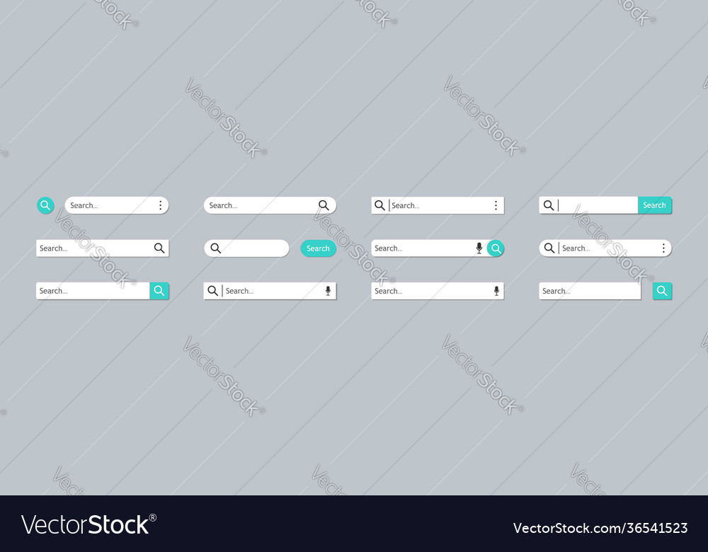 Search bar button and ui internet browse shape Vector Image