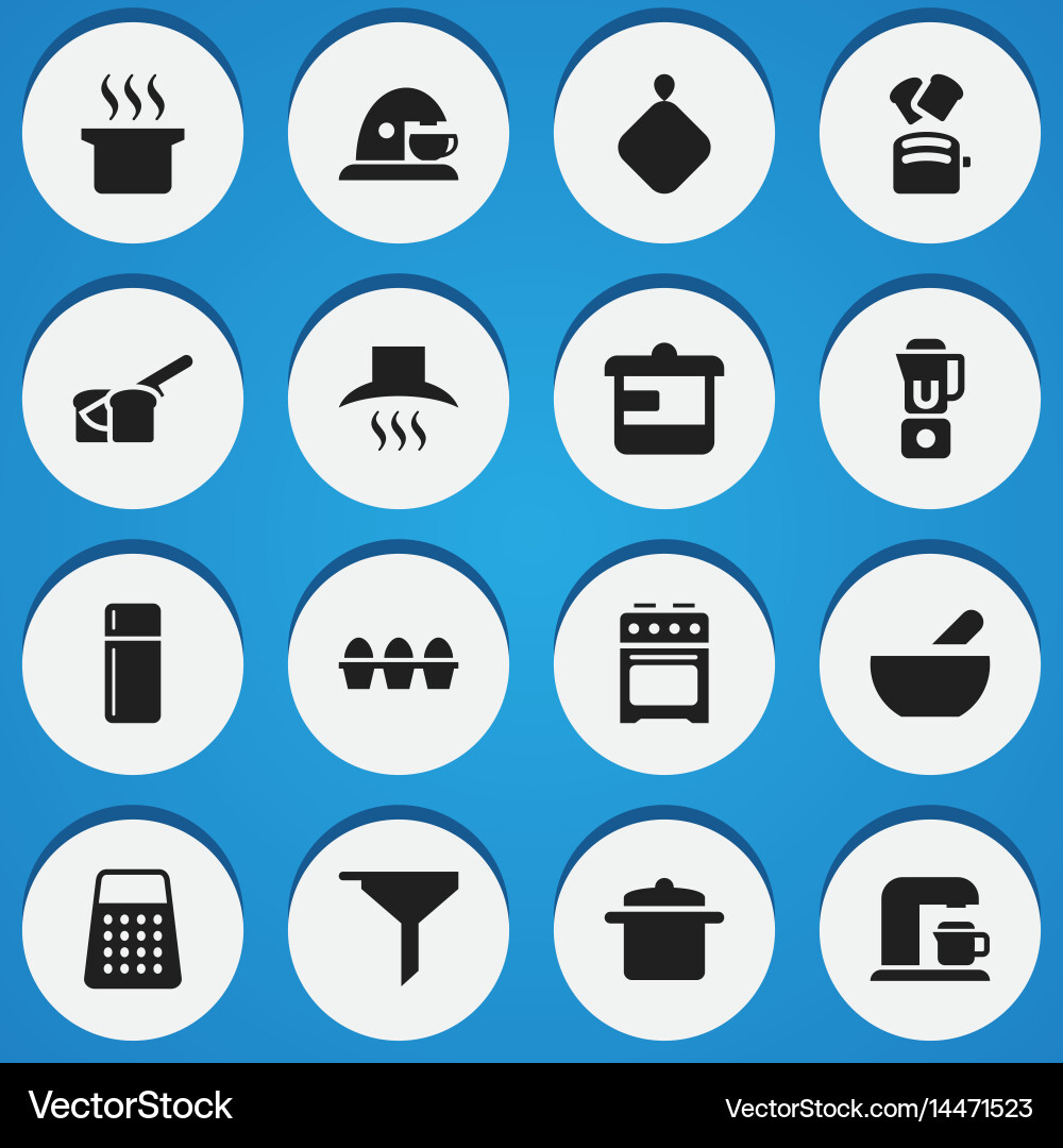 Set 16 editable cook icons includes symbols Vector Image
