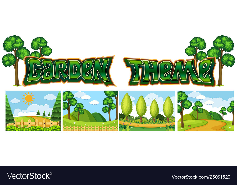 Set of garden landscape Royalty Free Vector Image