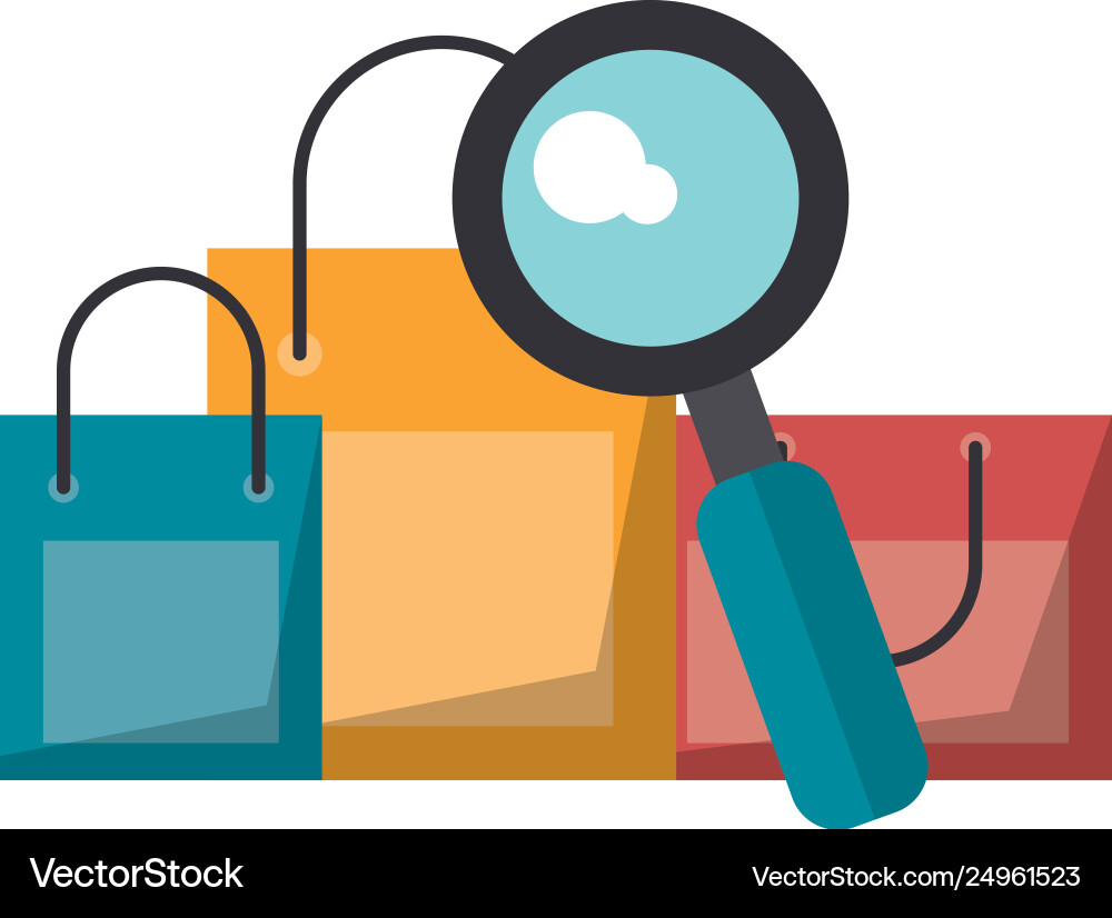 Shopping bags search ecommerce Royalty Free Vector Image