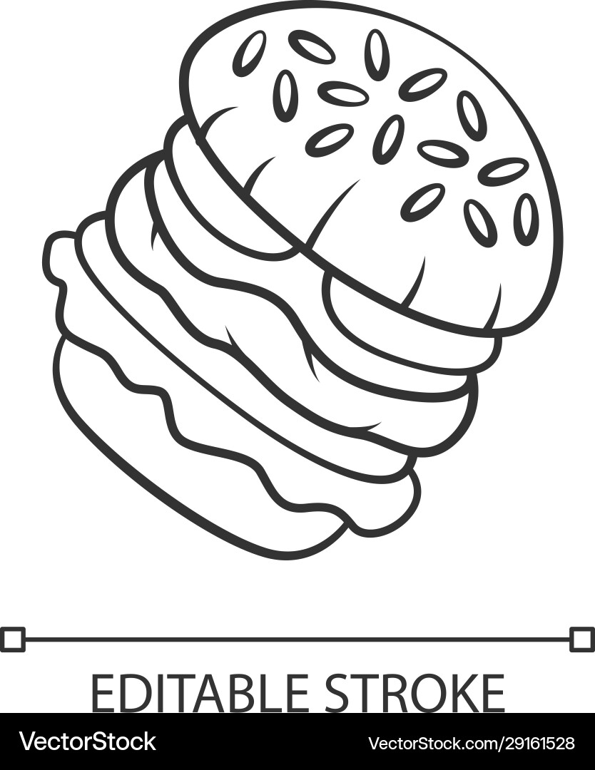 Burger linear icon fast food cafe restaurant menu Vector Image