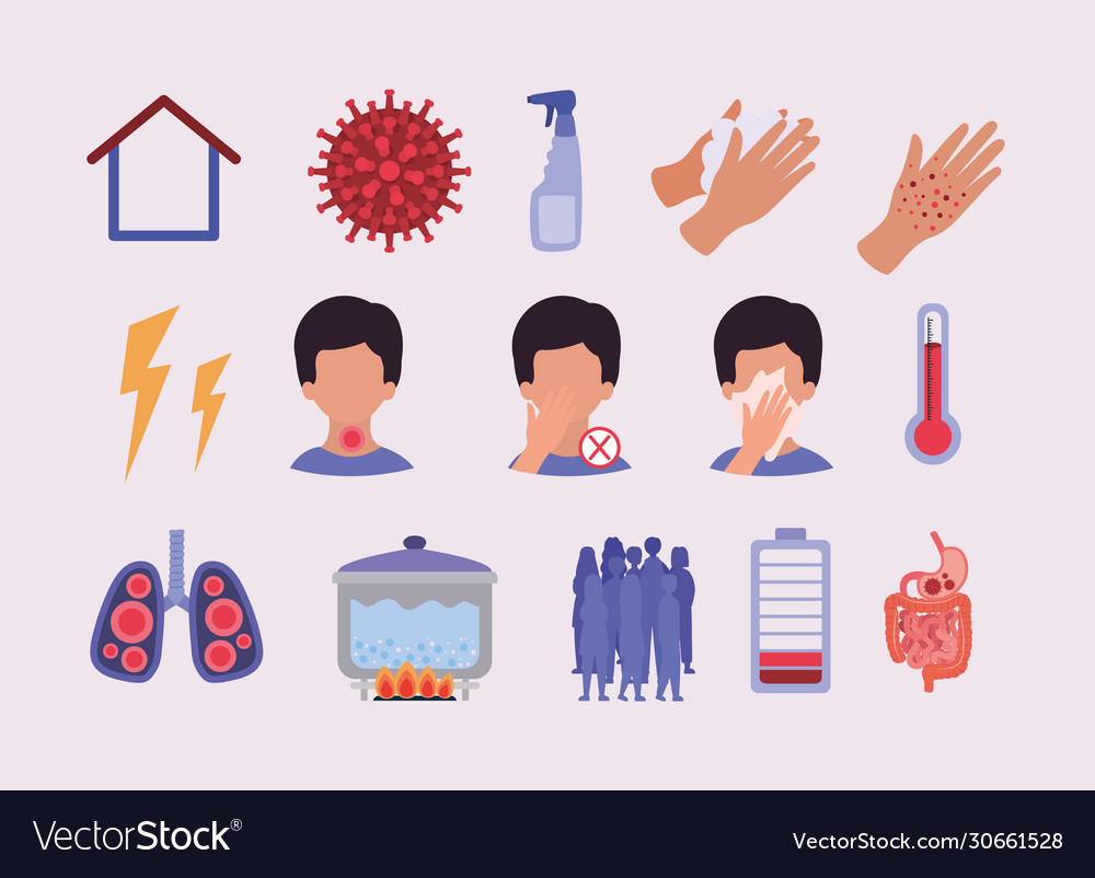 Covid19 19 virus icon set design Royalty Free Vector Image