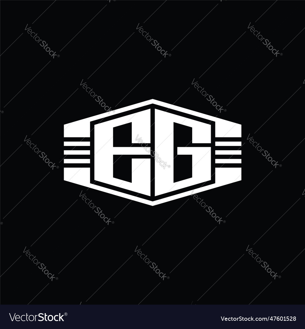 Eg letter logo monogram hexagon emblem shape Vector Image