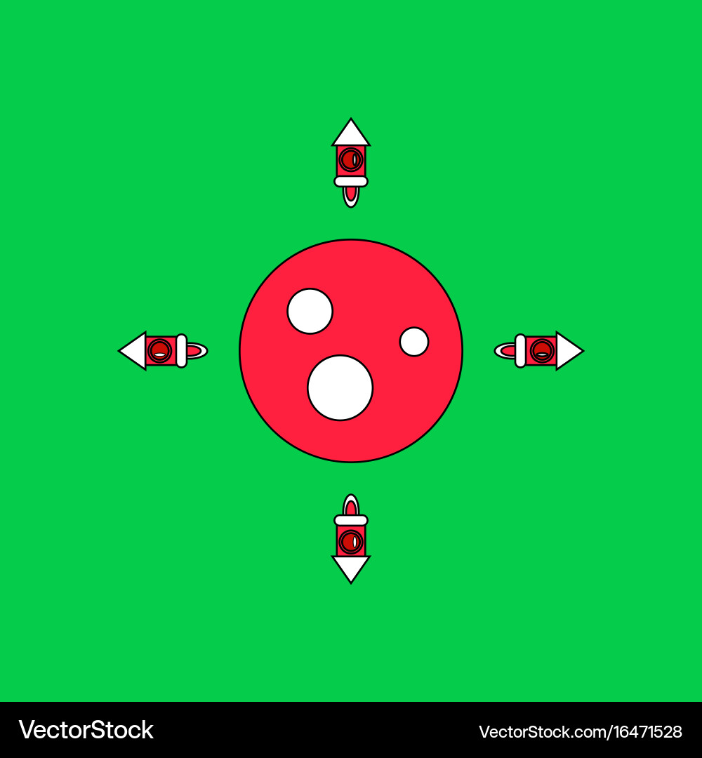 Flat icon design collection planet and rockets Vector Image