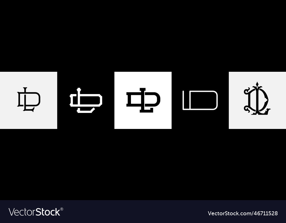 Initial letters ld monogram logo design bundle Vector Image