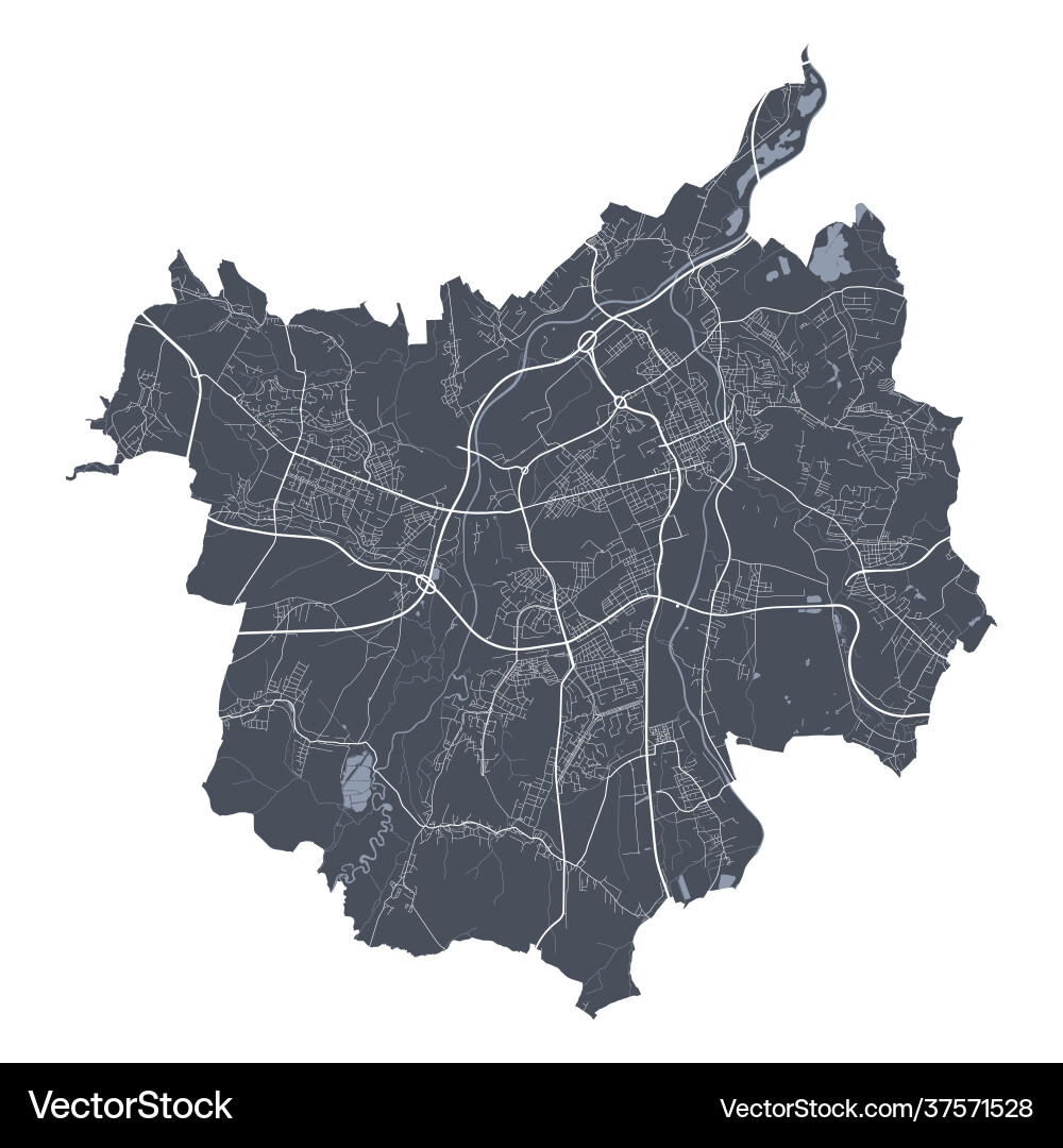 Ostrava map detailed city poster Royalty Free Vector Image