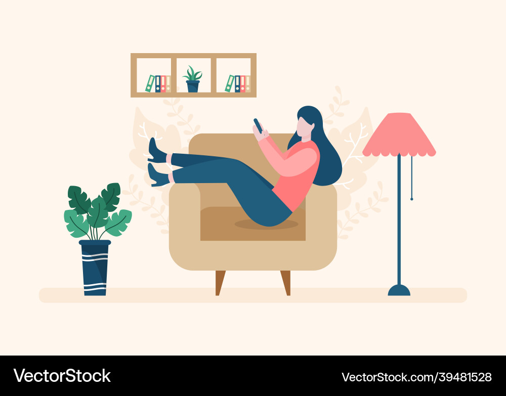 Relax at home flat with people sitting Royalty Free Vector
