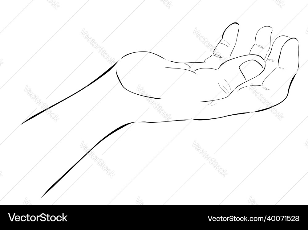 Sketchy gesture right hand receive or beg Vector Image