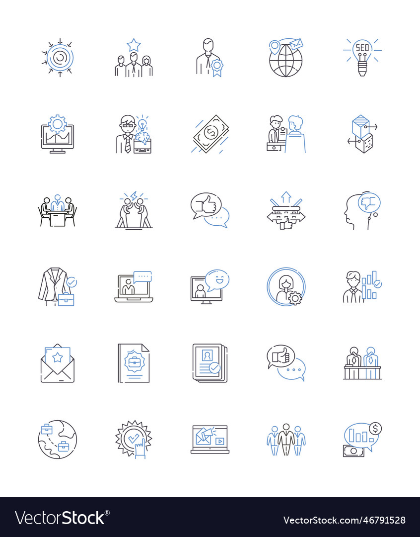 Succession planning line icons collection Vector Image