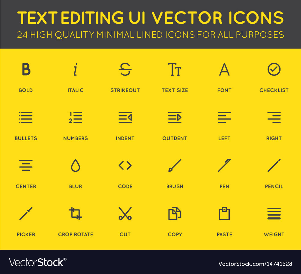 Text editing user interface ui icon set high Vector Image