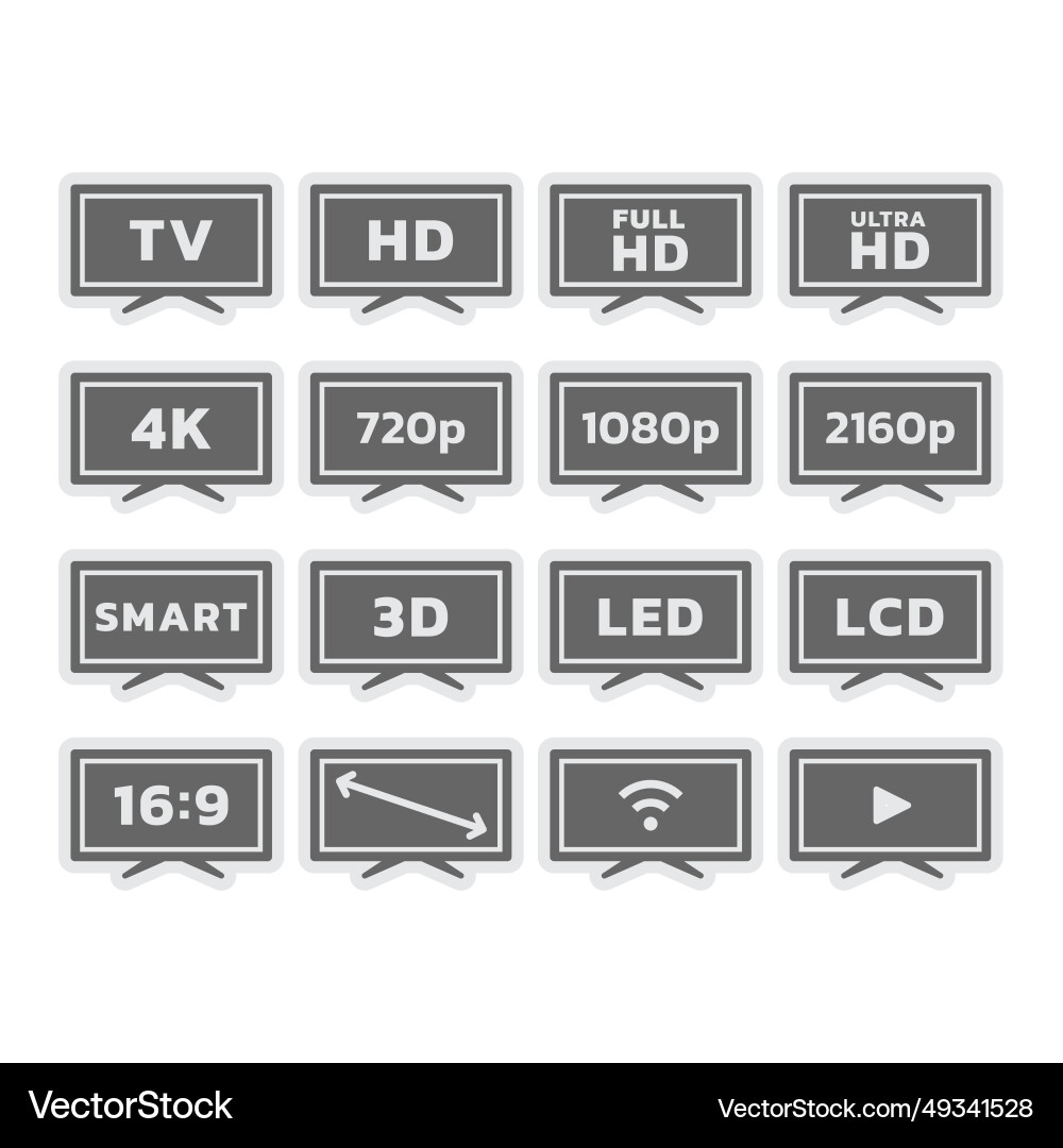 Tv screen size and resolutions smart television Vector Image