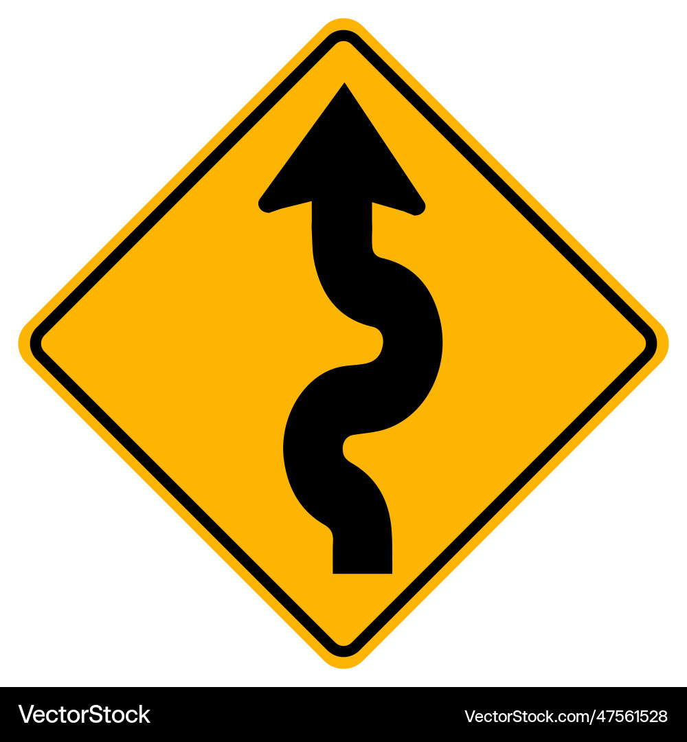 Warning signs winding road first bend to left Vector Image