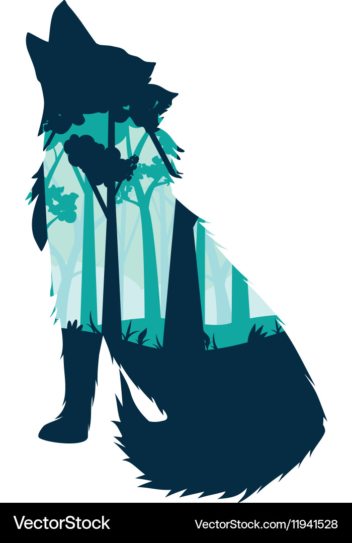 Wolf howling with forest Royalty Free Vector Image
