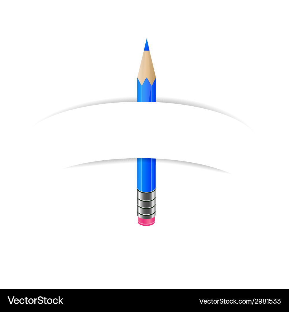 Blue pencil and paper banner Royalty Free Vector Image