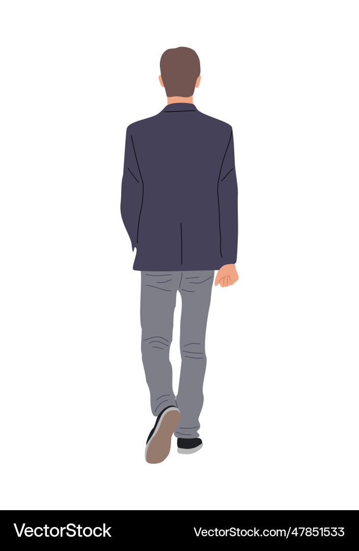 Business man walking rear view isolated Royalty Free Vector