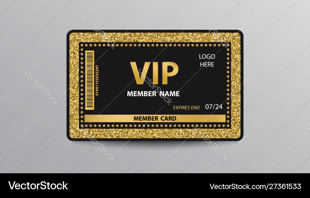 Golden vip card with glitter Royalty Free Vector Image