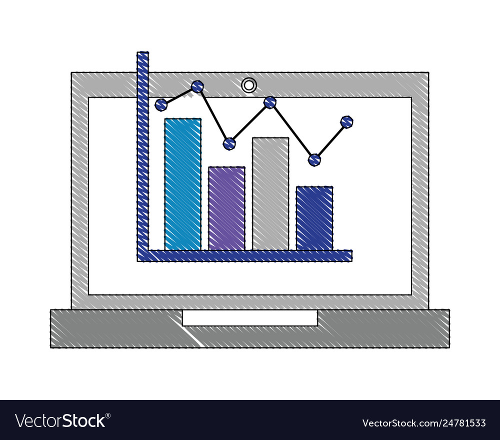 Laptop computer statistics chart business Vector Image Laptop computer statistics chart business Vector Image