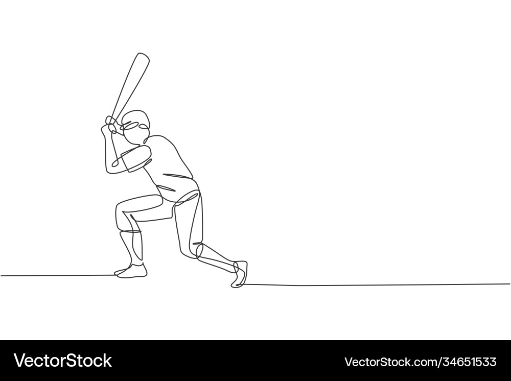 One continuous line drawing young sporty man Vector Image